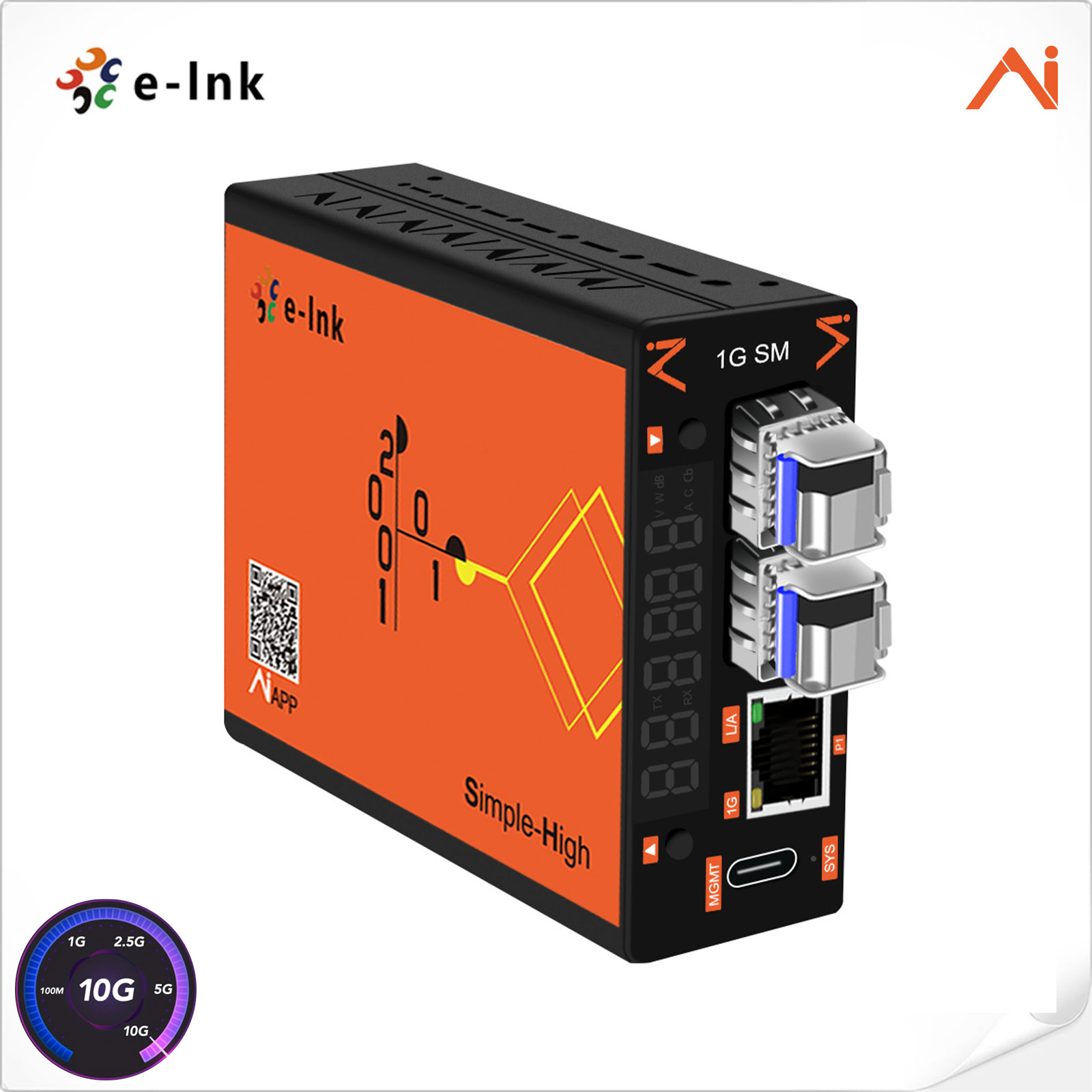 AI Smart Managed 1-port 10/100/1000T to 2-port 100/1000X SFP Fiber ...